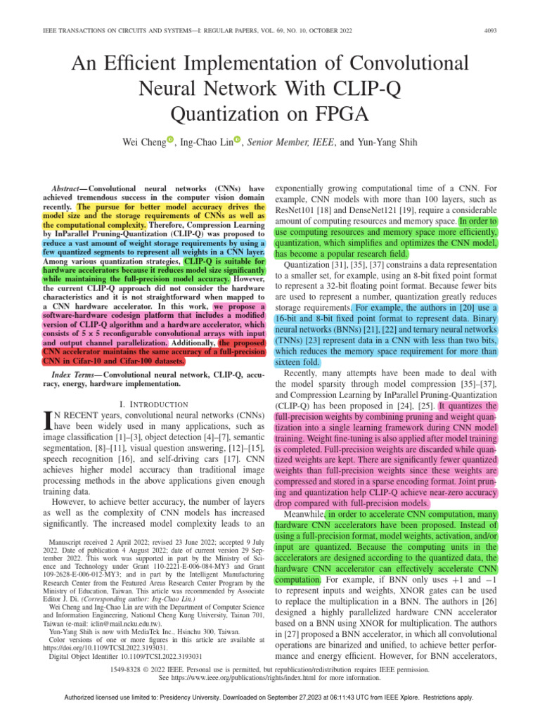 (P2) An Efficient Implementation of Convolutional Neural Network With CLIP-Q Quantization On ...