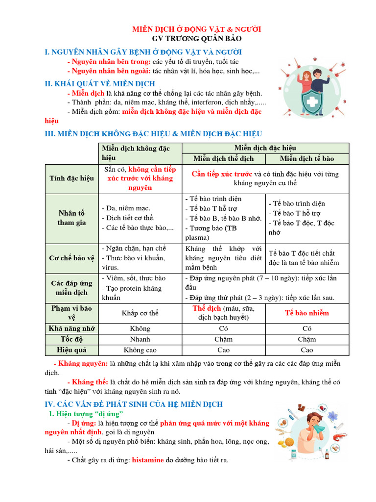 8. MIỄN DỊCH Ở ĐỘNG VẬT VÀ NGƯỜI | PDF