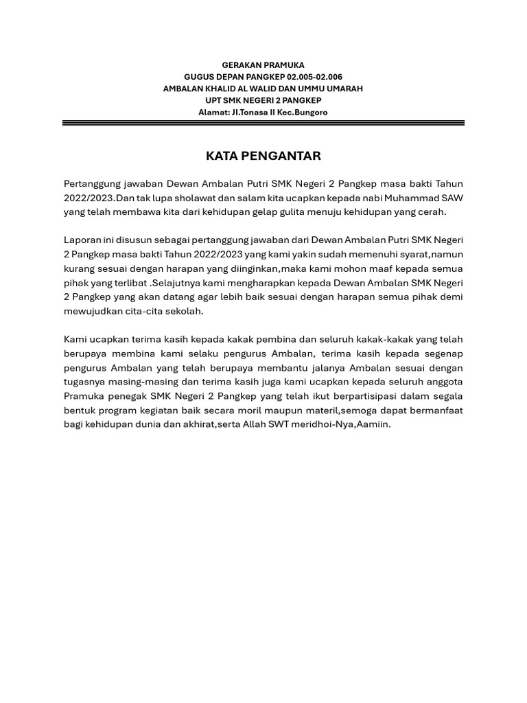 Laporan Pramuka SMK Pangkep 2022/2023 | PDF