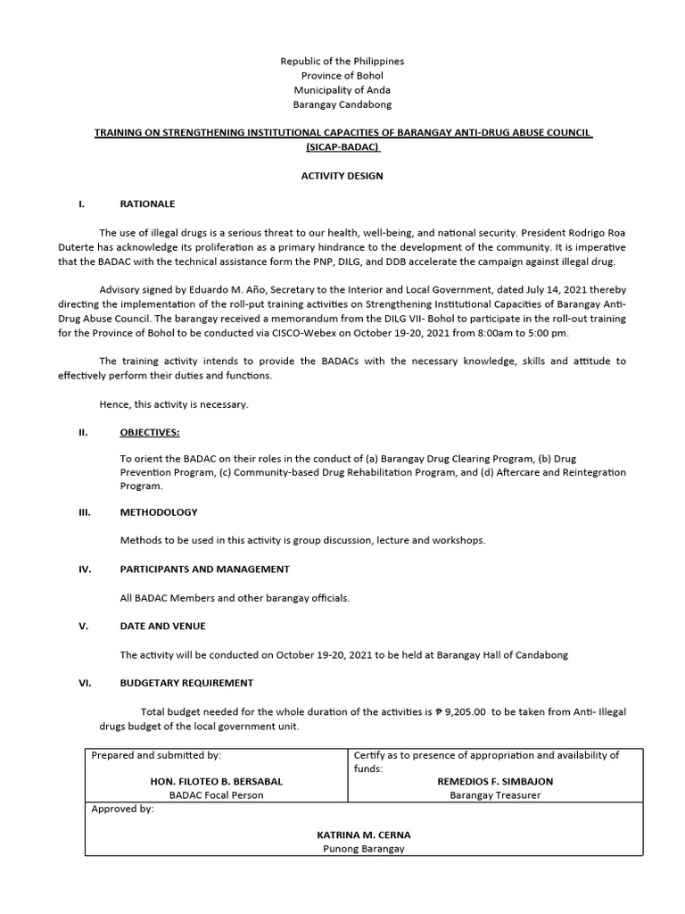 BADAC Training Activity Design | PDF