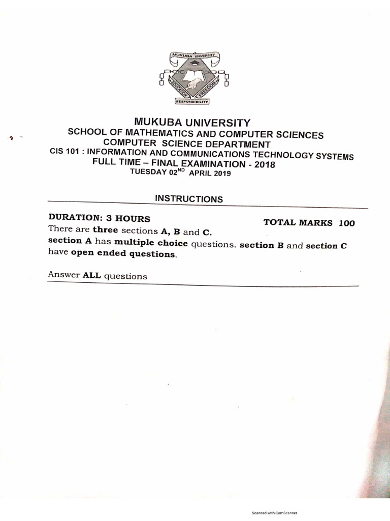 CIS 2018 Past Paper | PDF