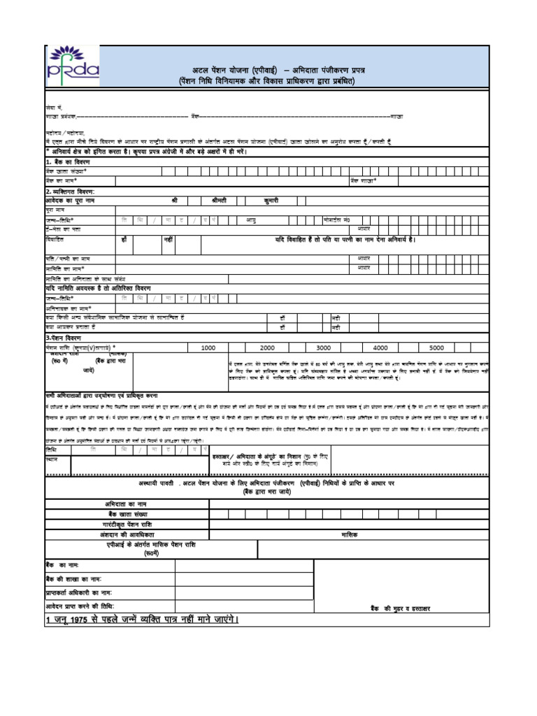 Apy Form Hindi | PDF
