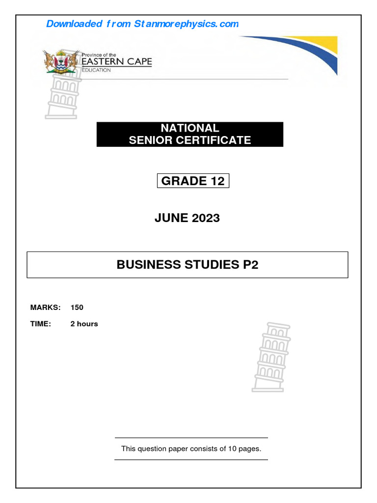 EC Business Studies Grade 12 June 2023 P2 and Memo | PDF | Investing ...