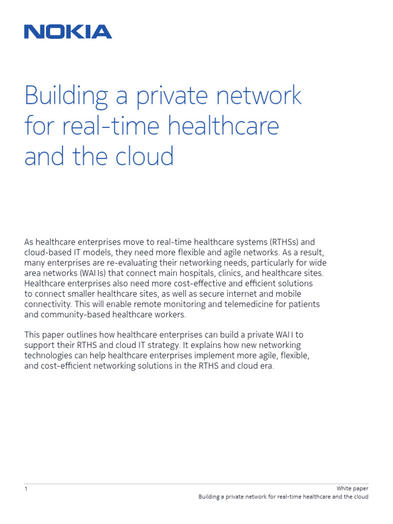 Nokia Real Time Healthcare White Paper EN | PDF | Computer Network | Cloud Computing