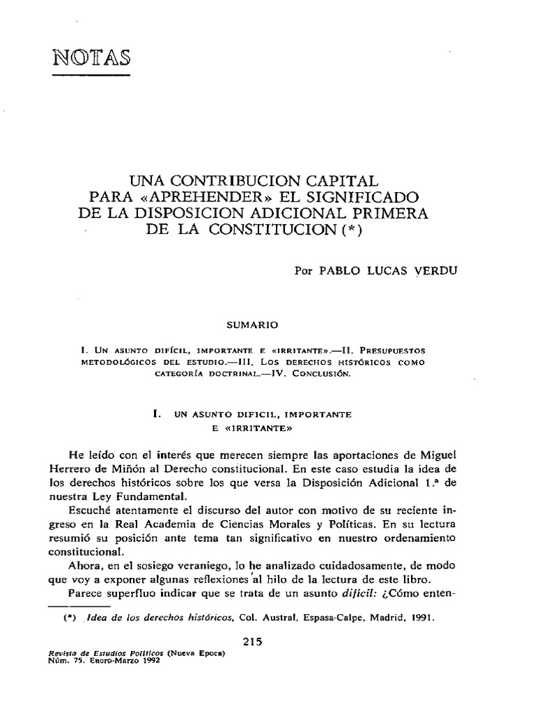 Pablo Lucas Verdú (1992) Una Contribución Capital para Disposición ...