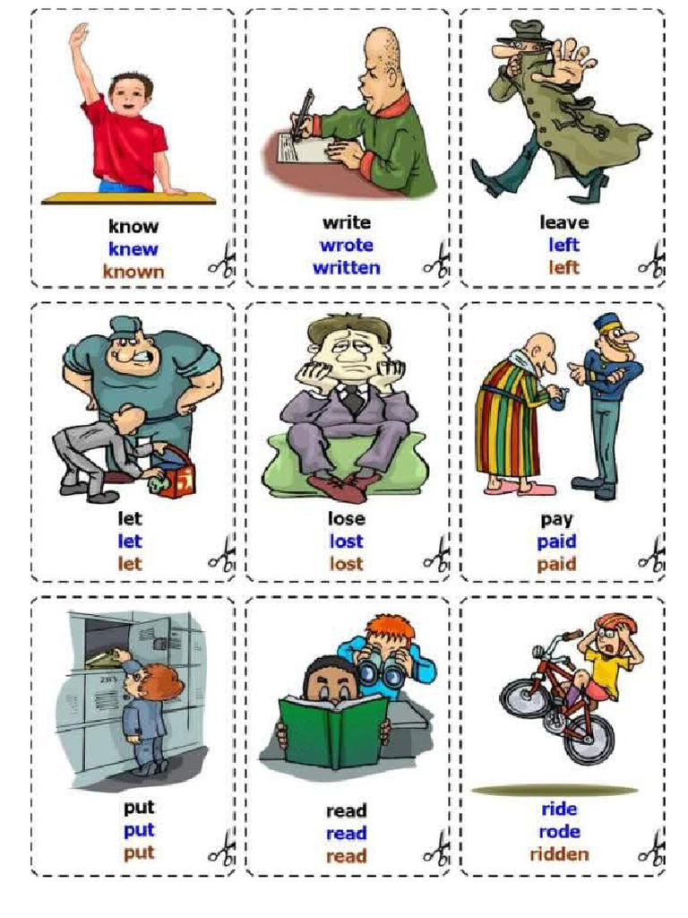 PAST AND PARTICIPLE PICTIONARY | PDF