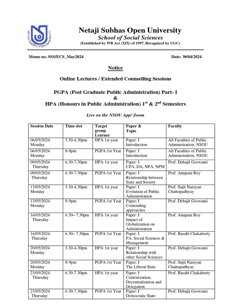 PGPA & HPA Online Class Routine May 2024 | PDF | Political Science