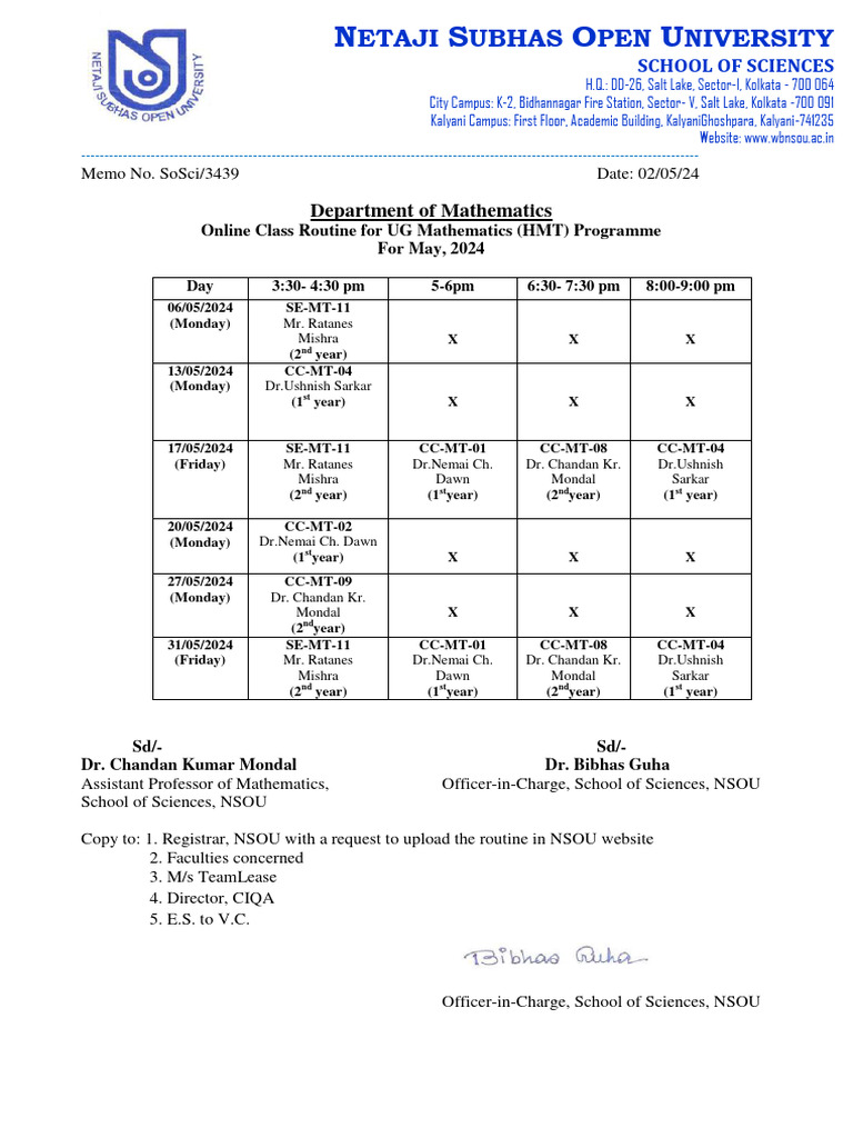 HMT Online Class Routine May 2024 | PDF