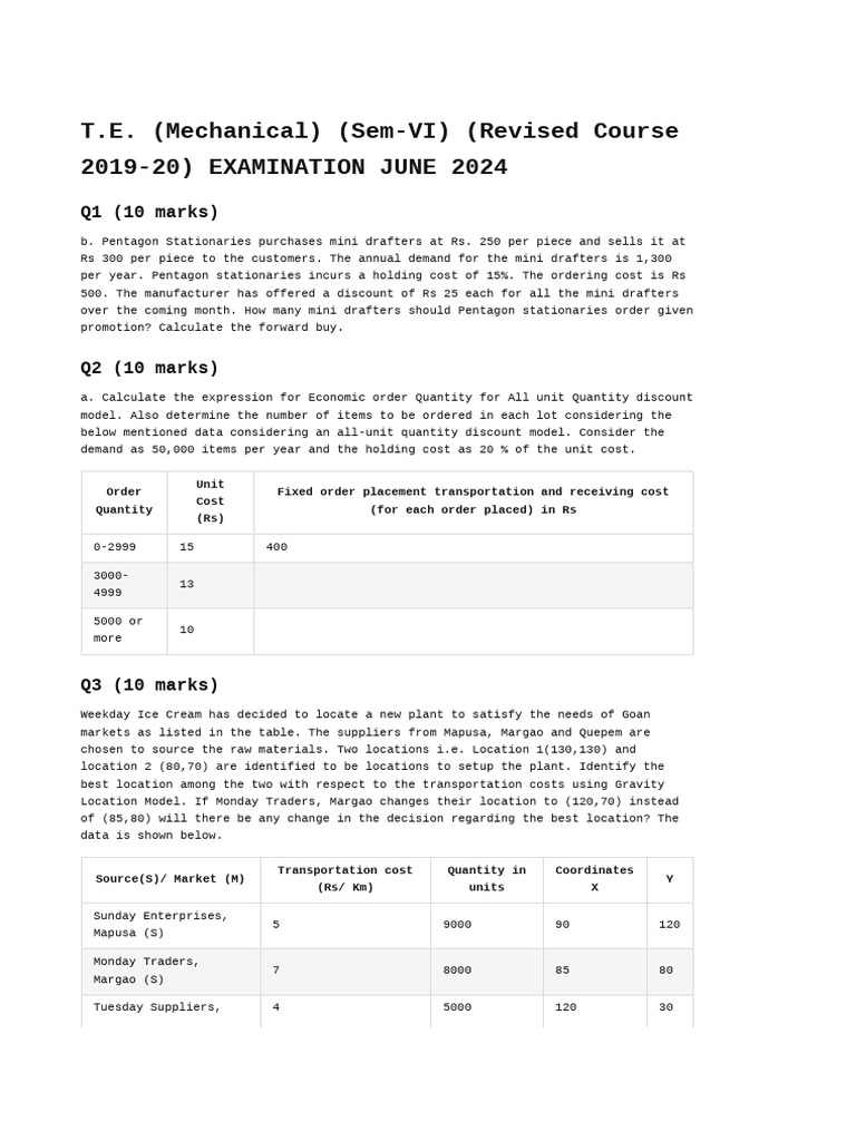 SCM Problems | Download Free PDF | Supply Chain | Demand