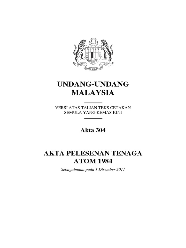 Akta Pelesenan Tenaga Atom 1984 | PDF