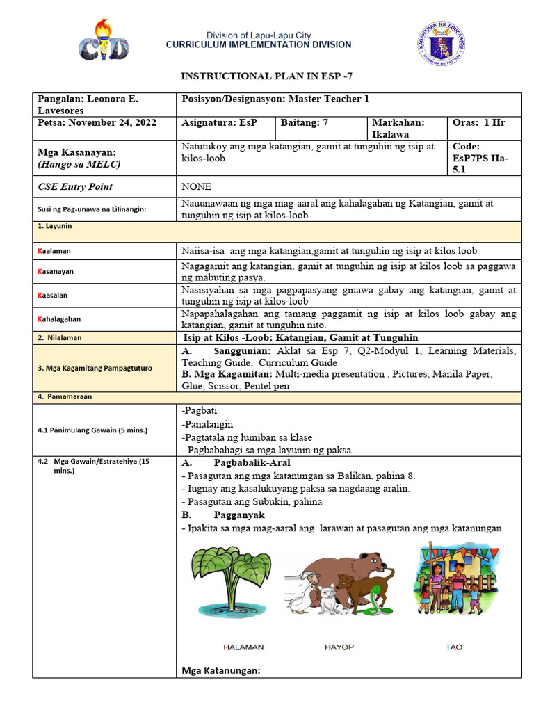 Q2-W1-D1 Esp7-Lavesores | PDF