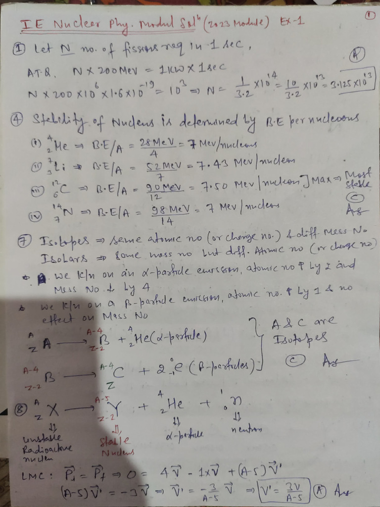 Nuclear Physics Solutions | PDF | Physical Quantities | Physics