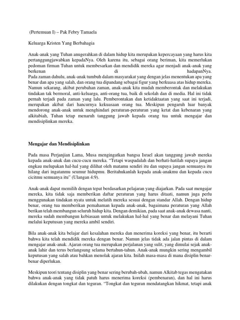 Materi Komsel Pembinaan Keluarga GWFC | PDF