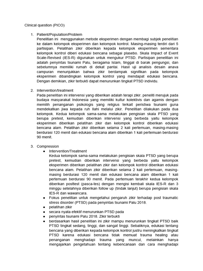 Clinical Question (PICO) | PDF