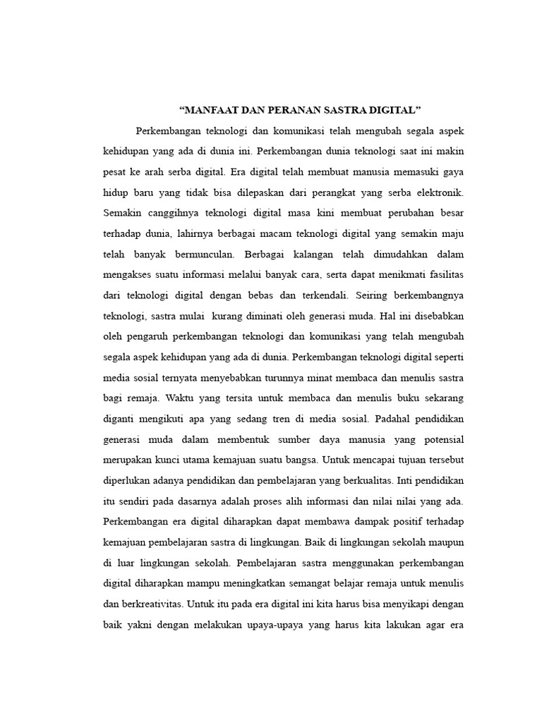 Manfaat Sastra Digital | PDF