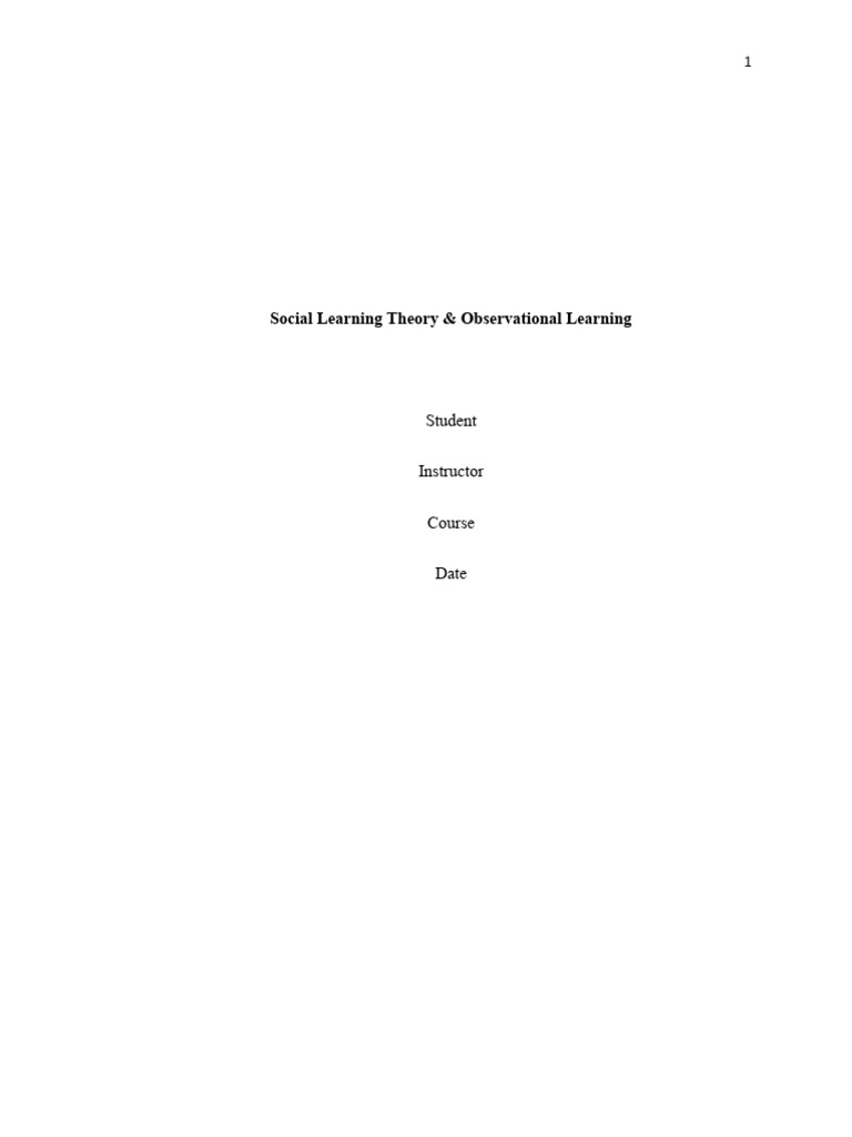 Social Learning Theory and Observational Learning | PDF | Learning ...