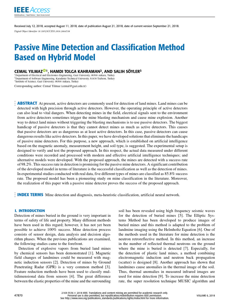 Hybrid Model for Passive Mine Detection | PDF | Statistical ...