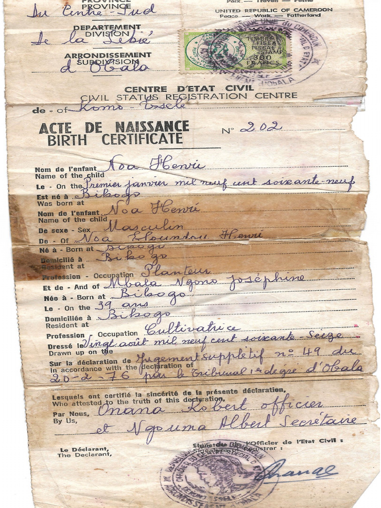 Acte de Naisance Noa | PDF