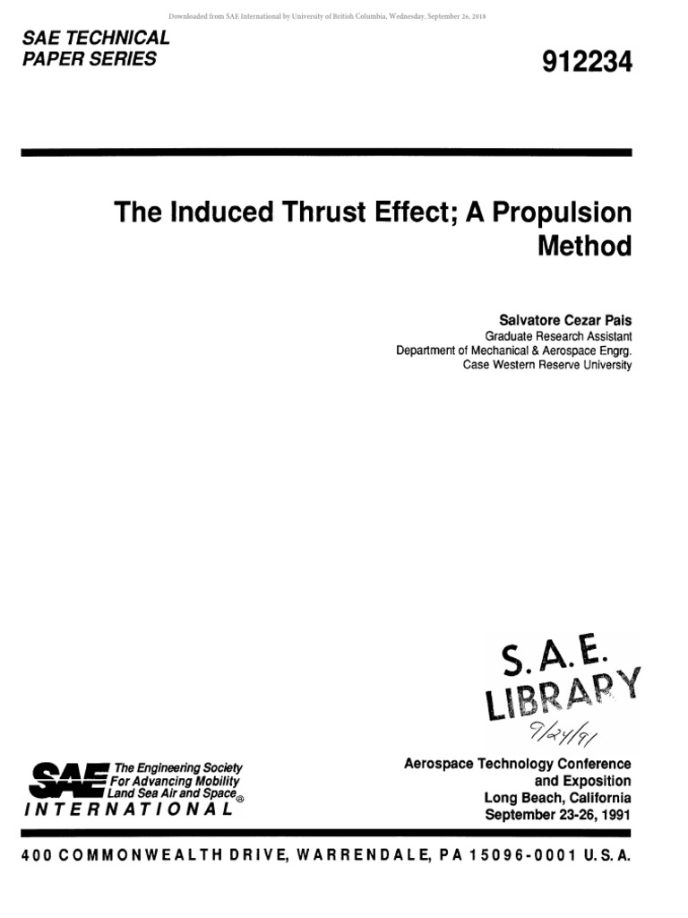 The Induced Thrust Effect A Propulsion Method: SA Technical Paper ...
