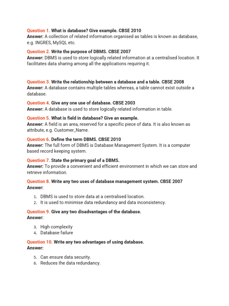 RDBMS Important Questions | PDF | Databases | Relational Database