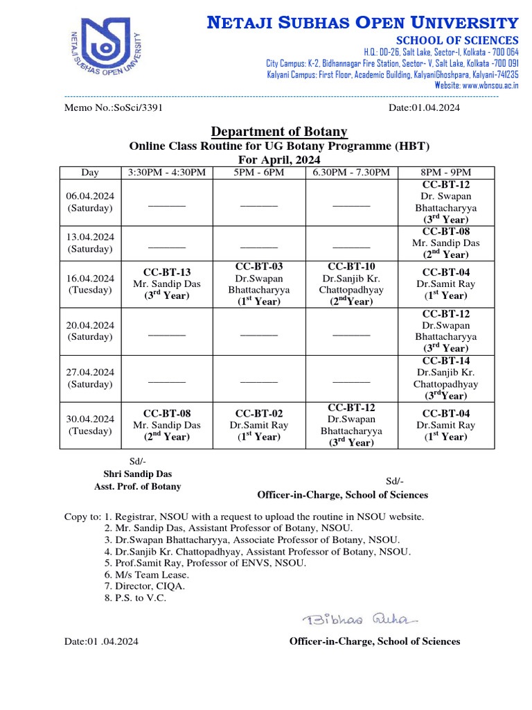 HBT Online Class Routine April 2024 | PDF