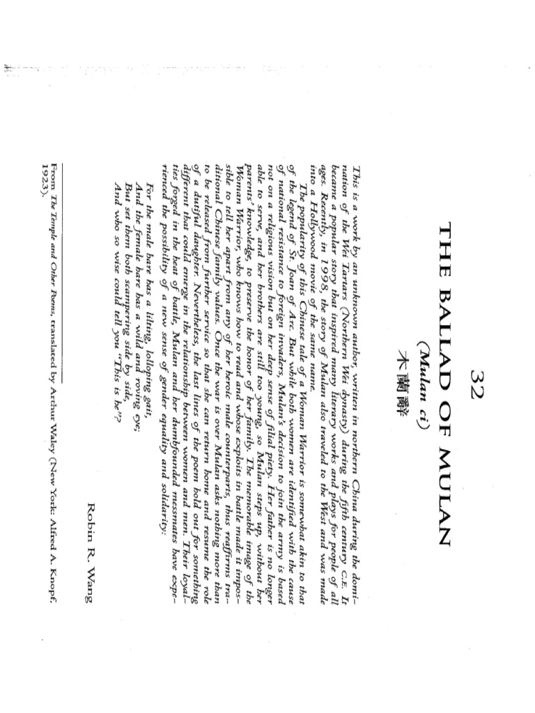 Ballard of Mulan | PDF