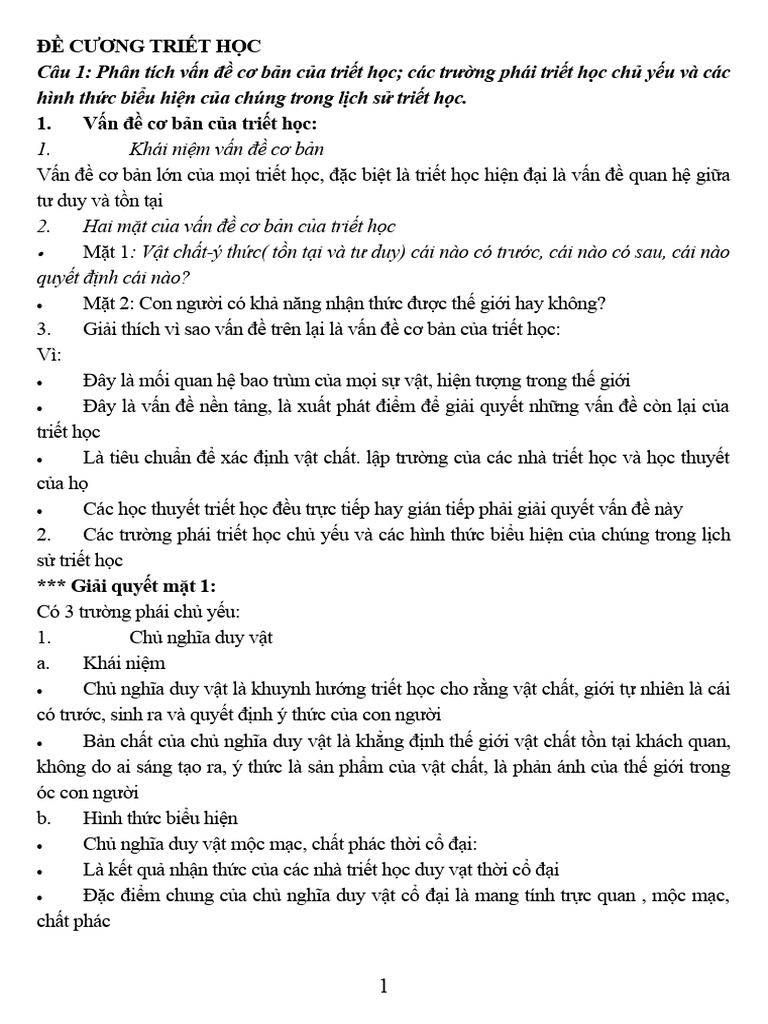 ĐỀ CƯƠNG TRIẾT HỌC AJC | PDF