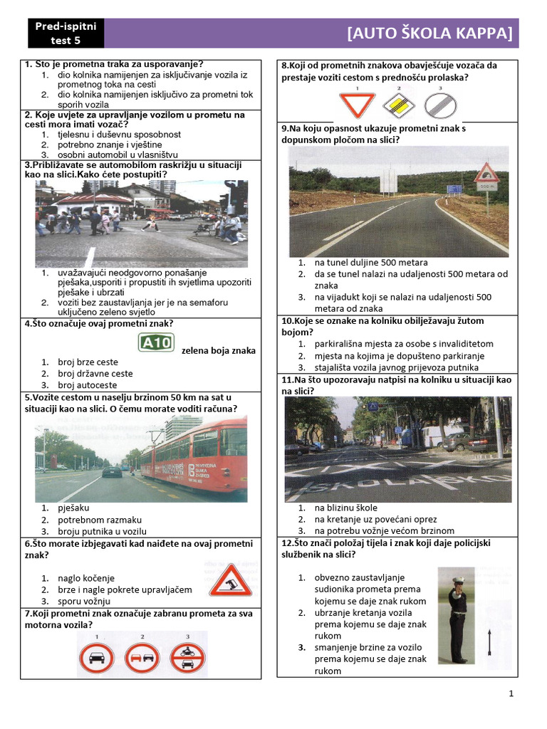 Auto Skola Testovi | PDF