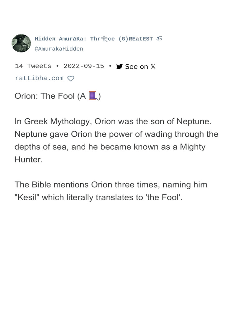 Orion's Mythology & Cultural Impact | PDF | Isis | Osiris