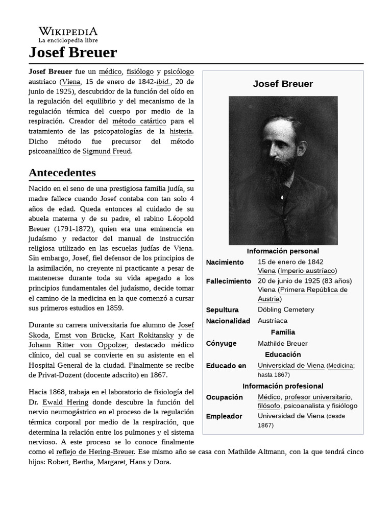 Josef_Breuer | Descargar gratis PDF | Sicología