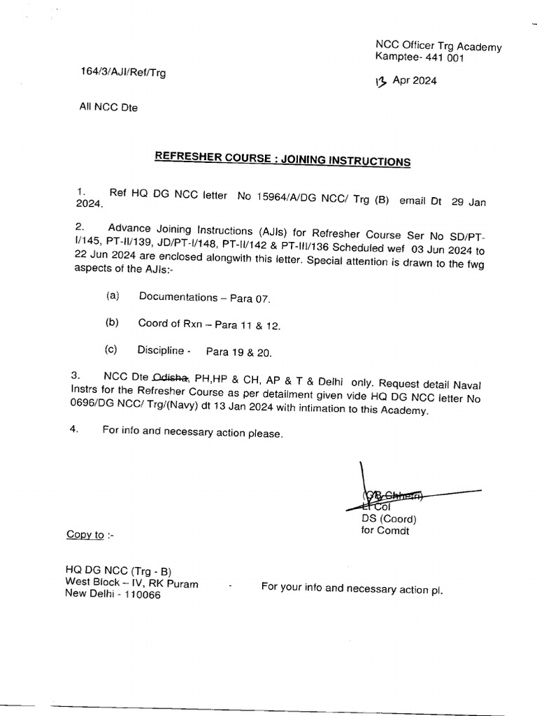 Joining Instruction Ref 3 Jun 2024 | PDF