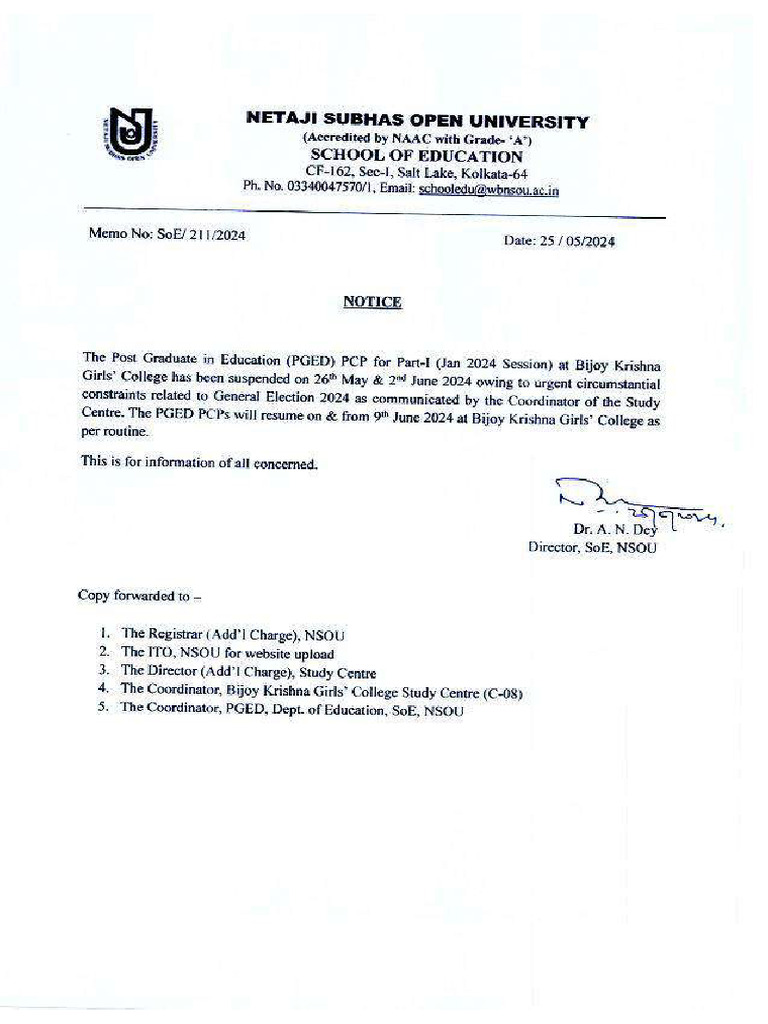 PCP Suspension PGED Part I Jan 2024 Session BKGC | PDF