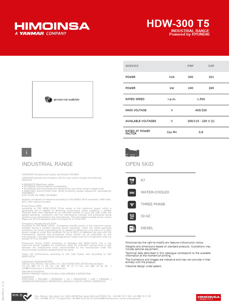 Generator Set Data Sheet Hdw 300 t5 Open Skid English | Download Free ... Generator Set Data Sheet Hdw 300 t5 Open Skid English | Download Free ...