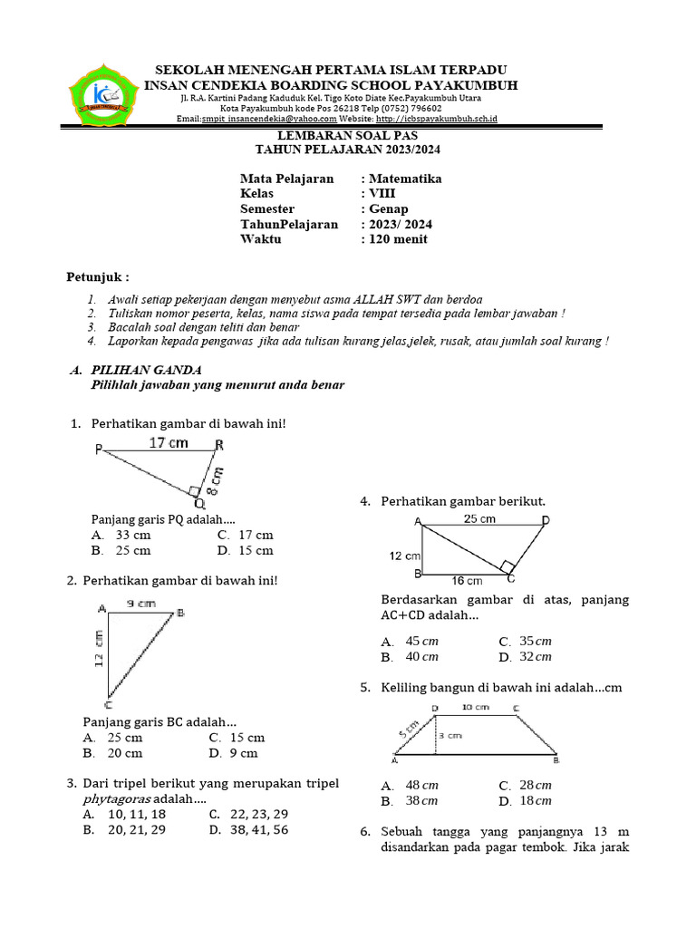 SOAL Matematika Kelas 8 | PDF
