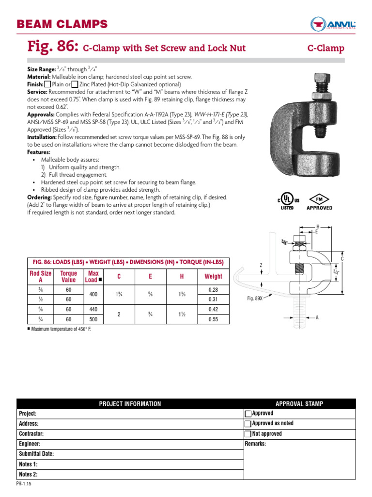 Beam Clamp Drawing | Download Free PDF | Screw | Metalworking