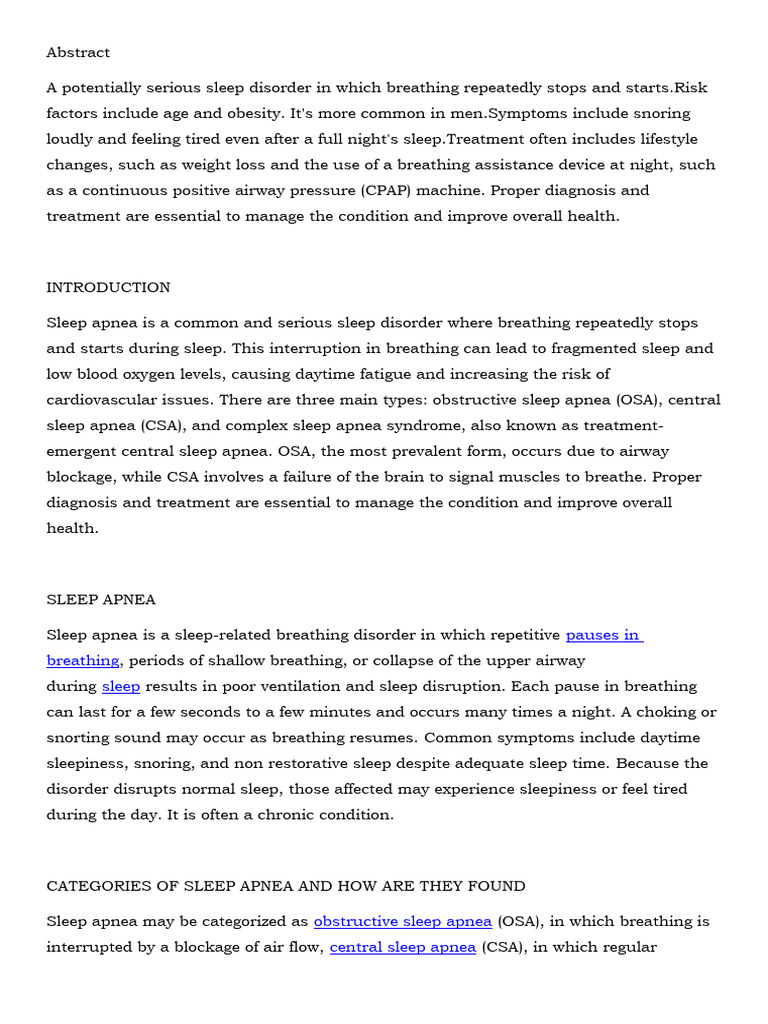 Biology Project | PDF | Sleep Apnea | Snoring