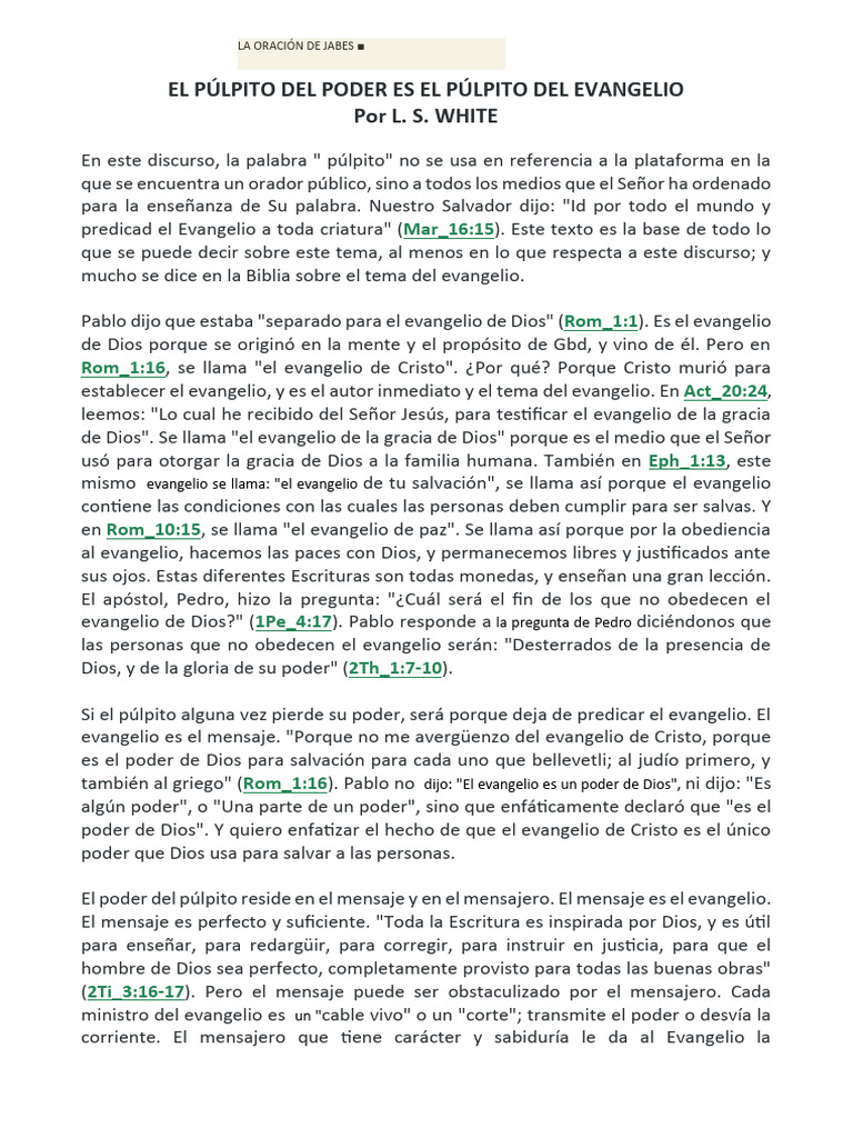 El Poder Del Púlpito Es El Poder Del Evangelio | PDF | Cristo (título) | Fe