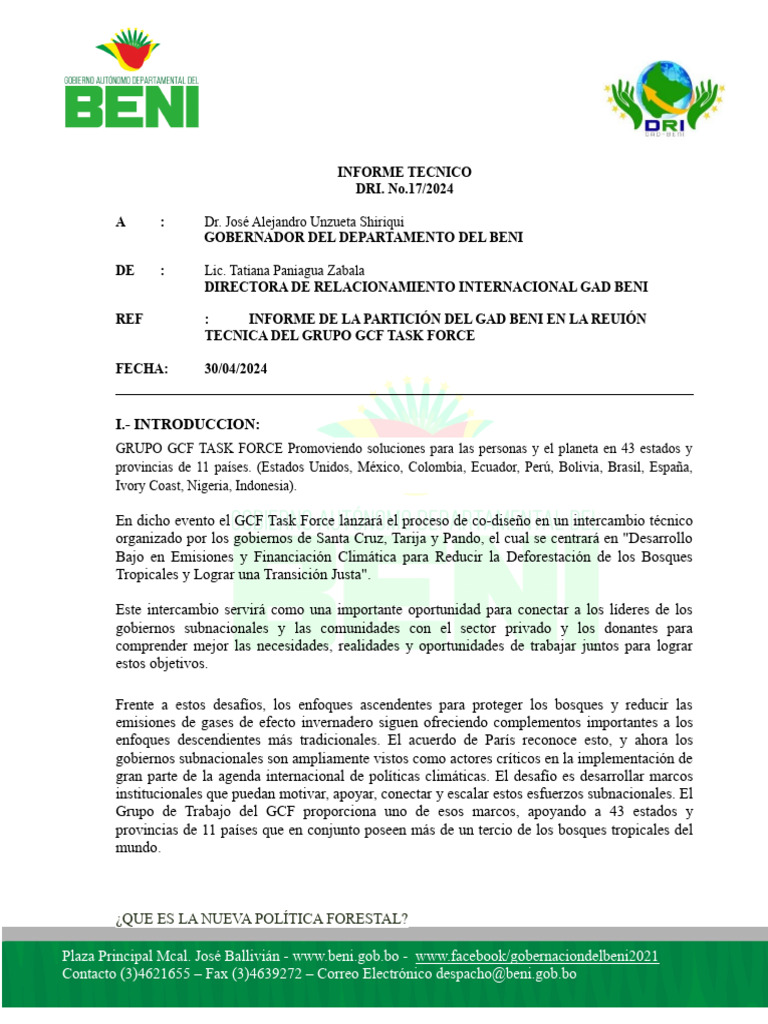 INFORME GCF TASK FORCE | PDF | Deforestación | Los bosques