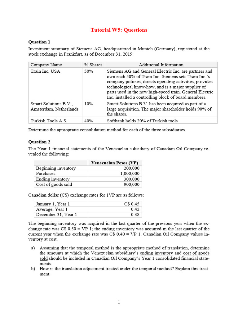 IFR_Tutorial W5_Questions | PDF | Equity (Finance) | Dividend