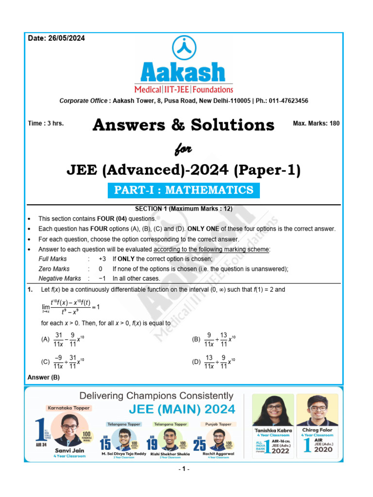 JEE Mains Session 01 Key | PDF | Matrix (Mathematics) | Force