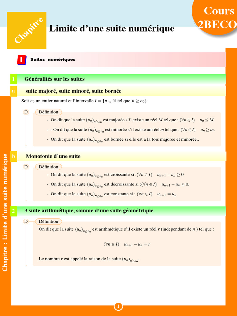 Limite d'une suite numérique expliquée | PDF | Séquence | Limite ...