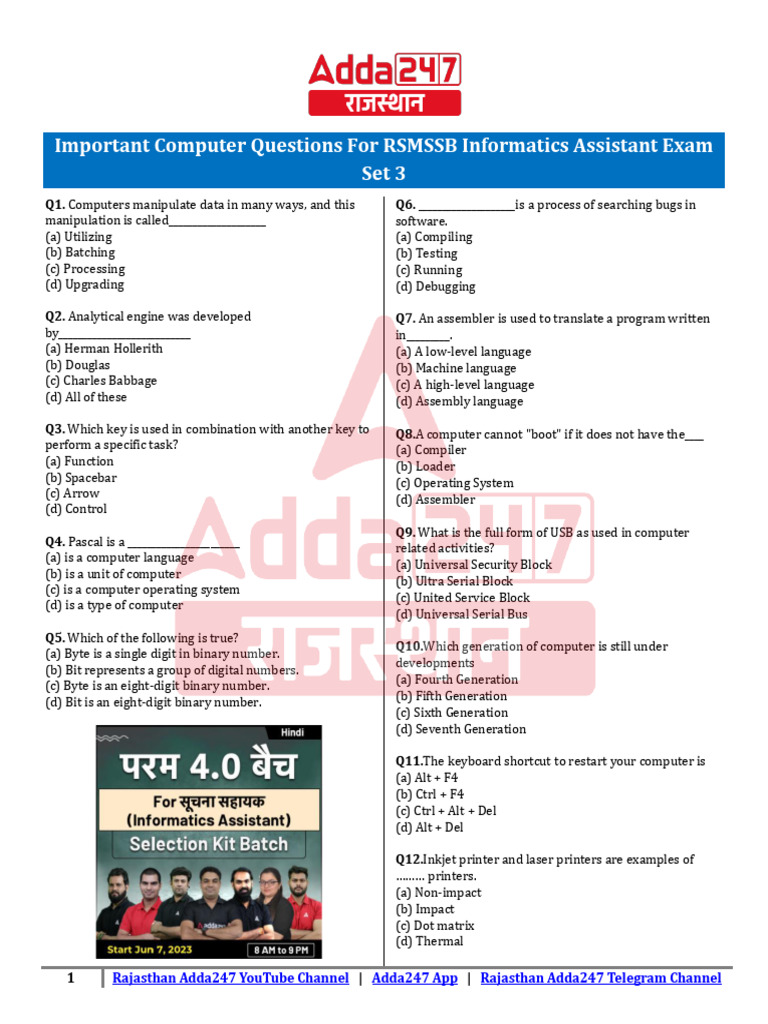 Computer Set 3 1 | PDF | Assembly Language | Ebcdic