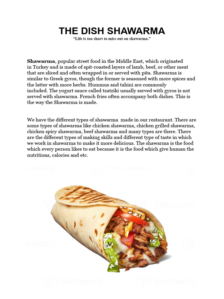 Delicious Shawarma Varieties Explained | PDF | Cooking, Food & Wine