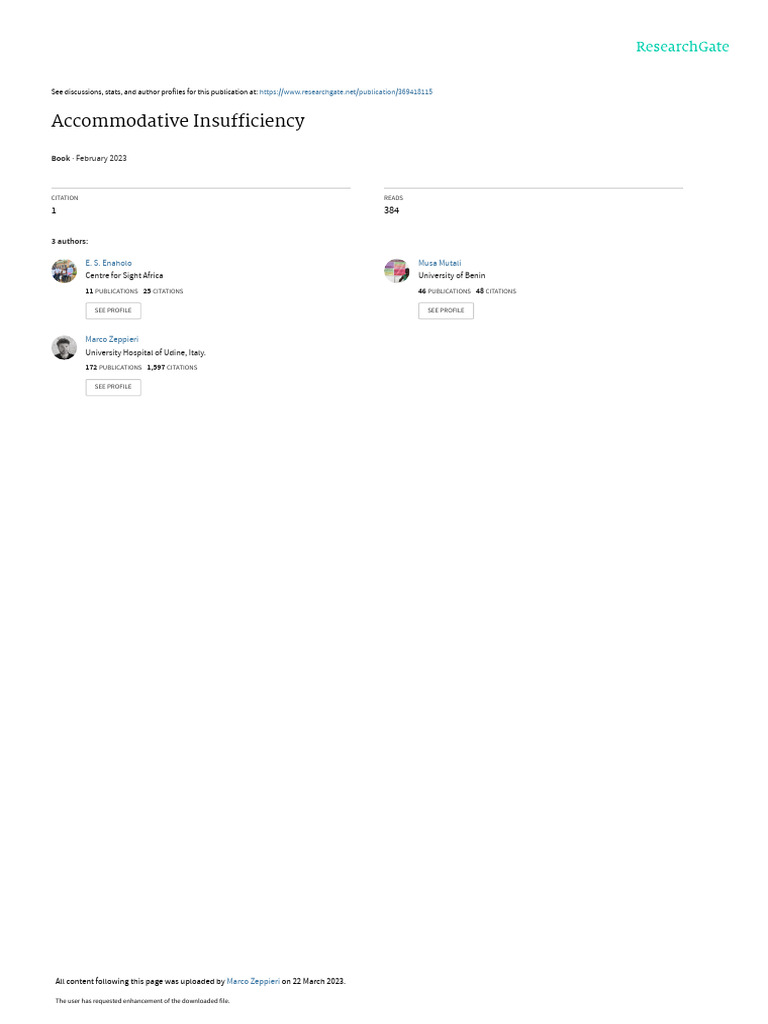 Accommodative Insufficiency: February 2023 | PDF | Human Eye | Ophthalmology