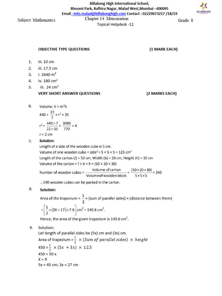 Mensuration HD | Download Free PDF | Area | Geometric Shapes