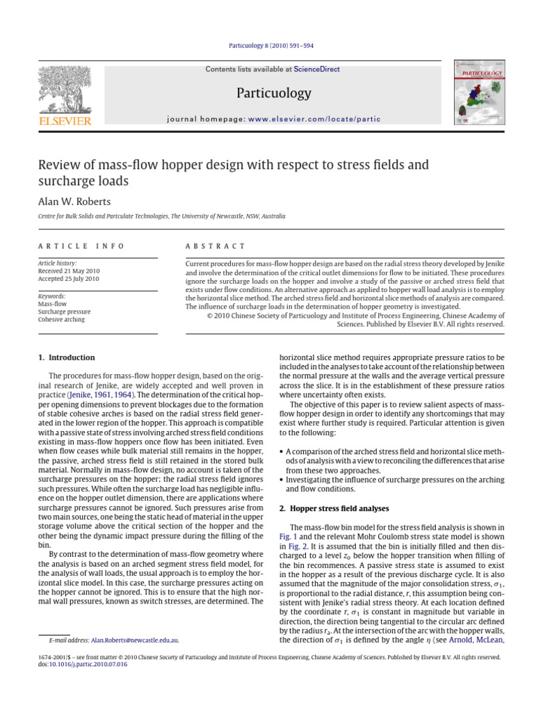 Hopper Design: Stress Field Analysis | PDF | Stress (Mechanics) | Pressure