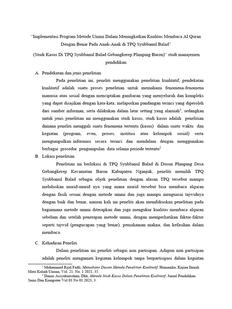 Implementasi Program Metode Ummi Pdf