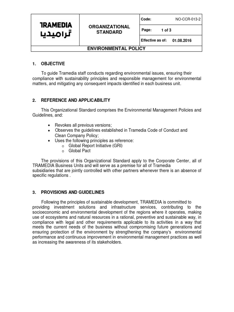 Environmental Policy | PDF | Environmental Policy | Sustainability