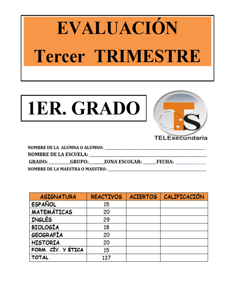 Evaluacion 3 Trimestre New | PDF
