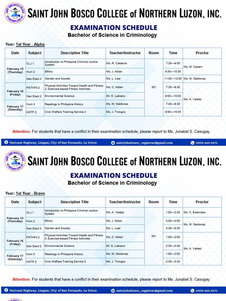 Prelim Exam Schedule Second Semester | PDF | Forensic Science | Science